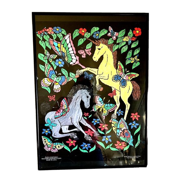 Art | Unicorn Butterfly Vintage 1997 M Logan Fuzzy Poster Western ...